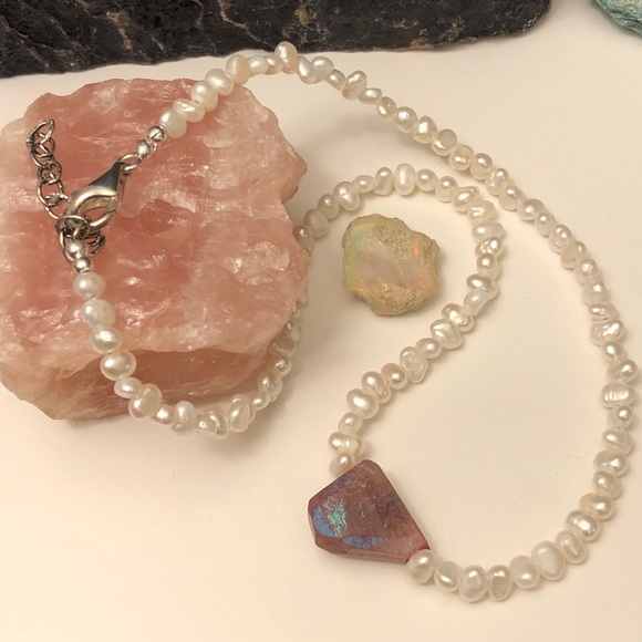 AlphaVariable | Jewelry | Alphavariable Pink Muscovite Pearl Necklace ...